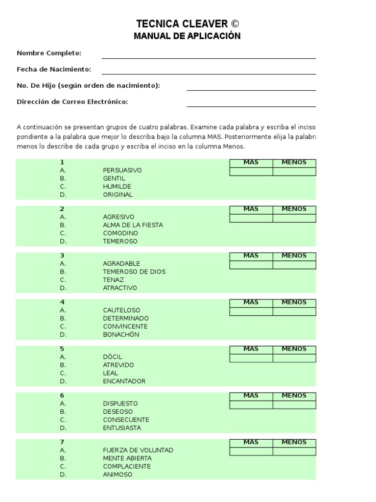 Prueba Cleaver | PDF