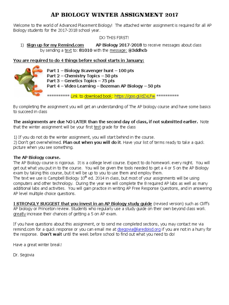 AP Biology Winter Assignment 2017 | PDF | Genetic Linkage | Dominance ...