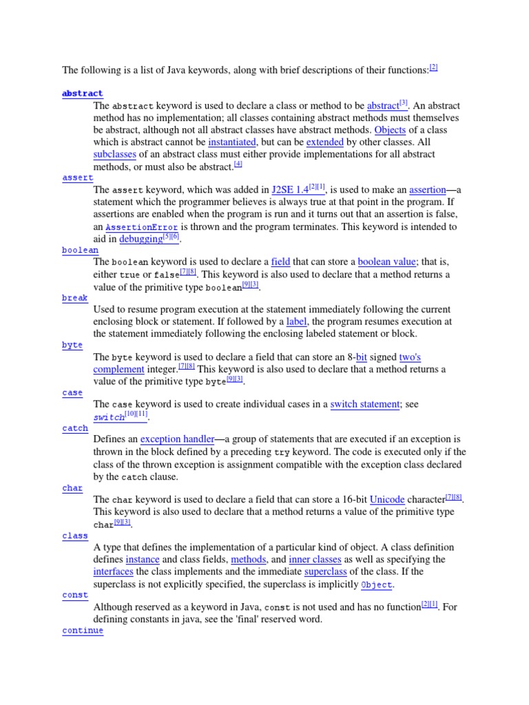 Java Keywords And Descriptions Pdf Class Computer Programming Inheritance Object