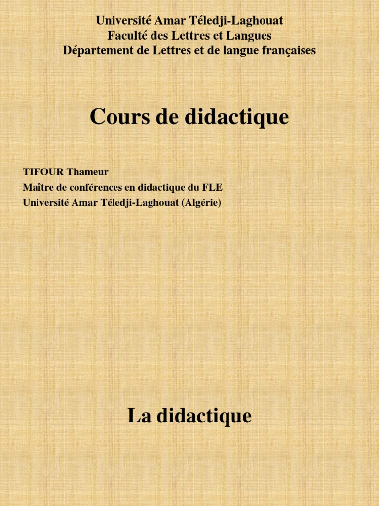 Cours de didactique du français FLE | PDF | Pédagogie | Apprentissage