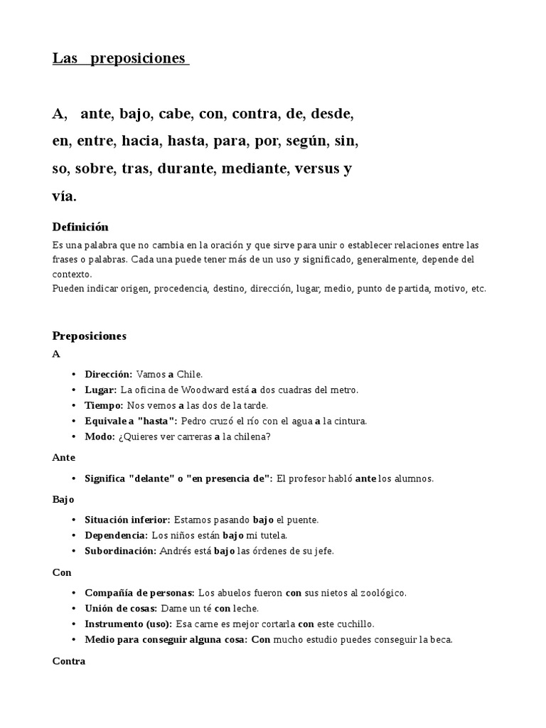 Las Preposiciones | PDF | Belice | Guatemala