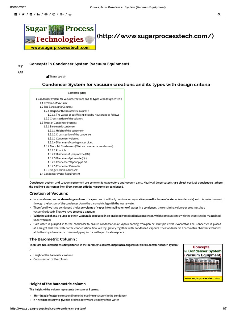 Concepts in Condenser System (Vacuum Equipment) | PDF | Nozzle | Vacuum
