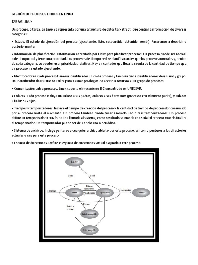 Gestión de Procesos e Hilos en Linux | PDF | Hilo (Computación) | Proceso (Computación)