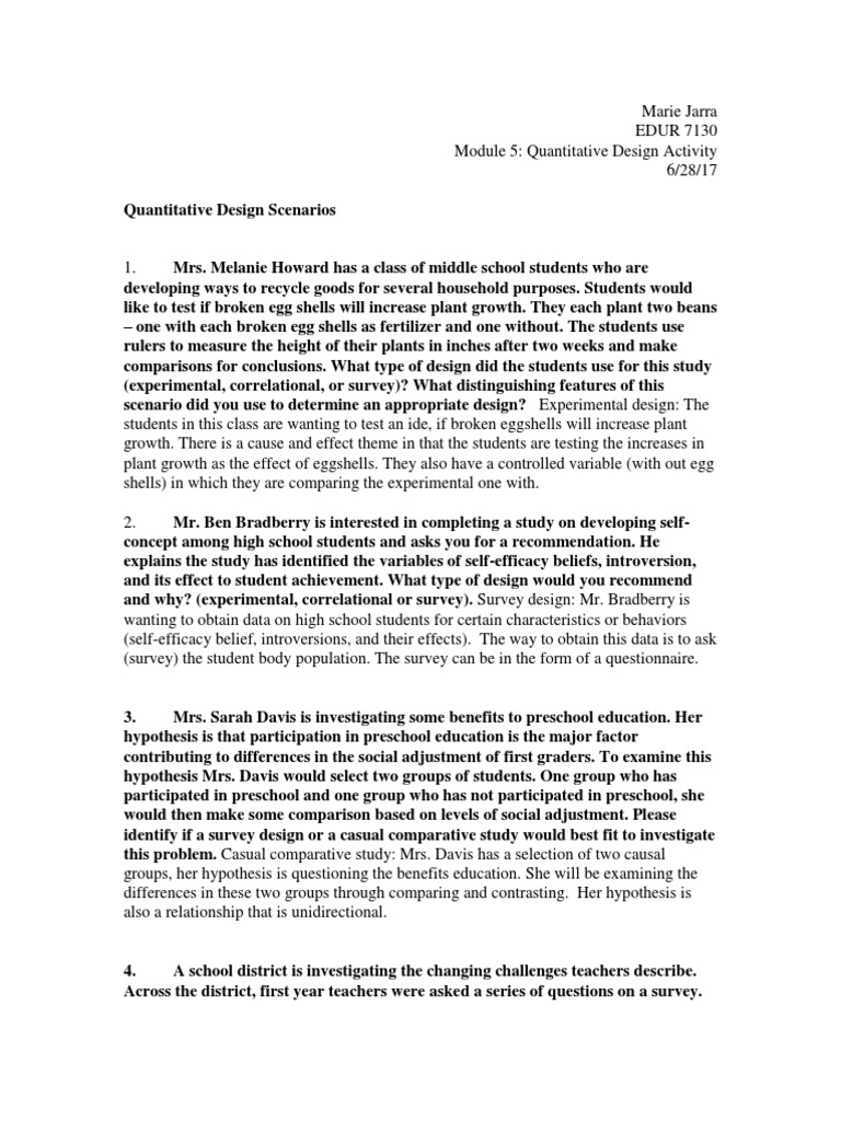 Module 5 - Quantitative Design Activity Marie Jarra | PDF | Survey ...