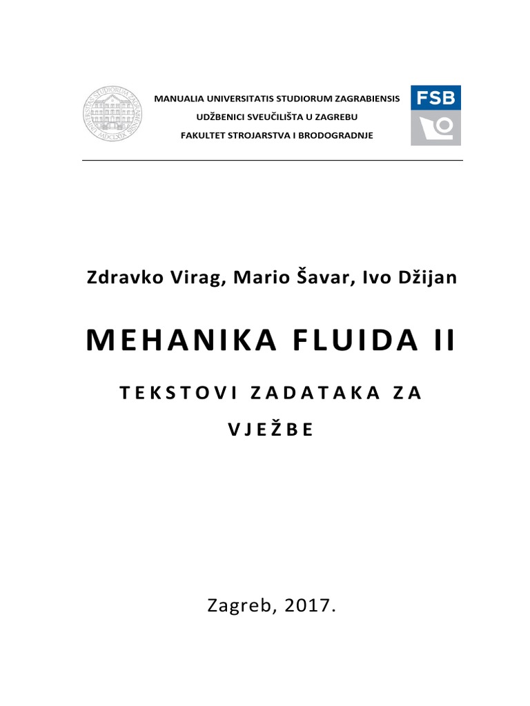Mehanika Fluida II-Tekstovi Zadataka Za Vjezbe | PDF