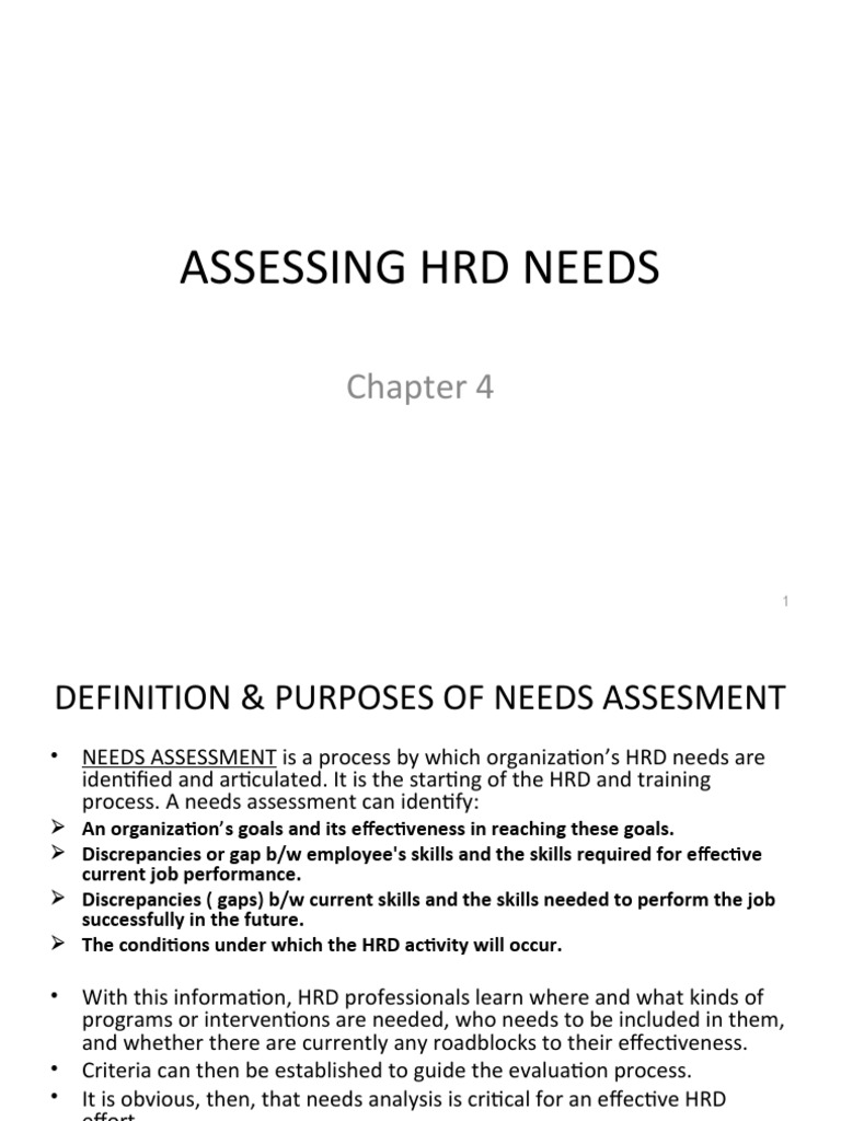 HRD Needs Assessment Overview | PDF | Needs Assessment | Goal
