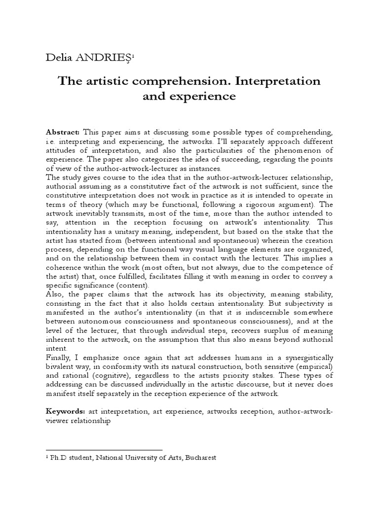 Art Interpretation and Experience Insights | PDF | Consciousness ...