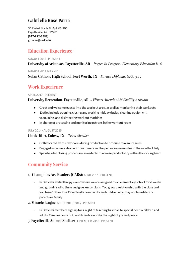 UARK Student Profile: Gabrielle Parra | PDF | Further Education ...