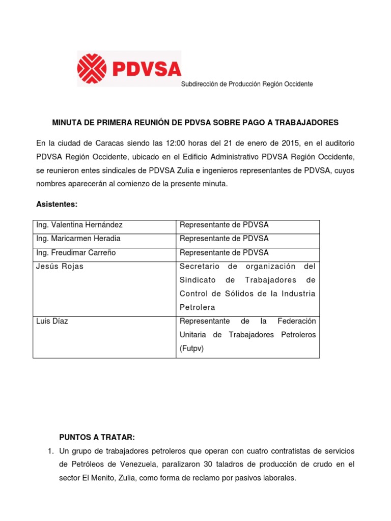 Minuta | PDF | Petróleo | Venezuela