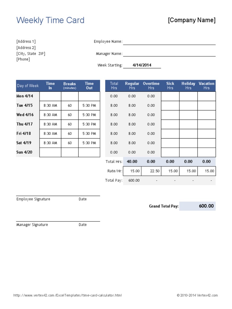 Weekly Time Card: (Company Name) | PDF | Media Freedom | Government ...