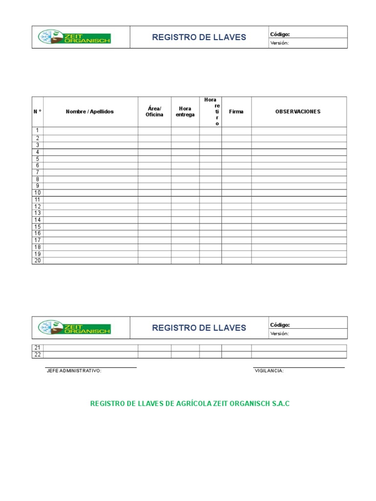 Aq-fr-309 Registro de Llaves