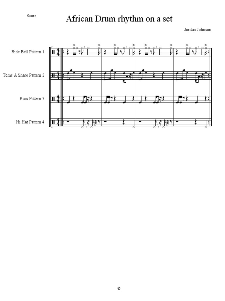 African Drum Rhythm On A Set: Score | PDF | Musical Compositions ...