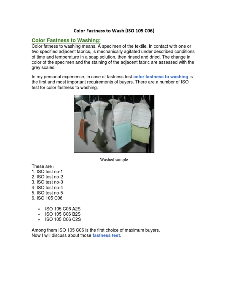 Color Fastness To Wash (ISO 105 C06) | PDF | Materials | Chemistry
