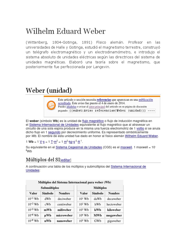 Wilhelm Eduard Weber | PDF | Sistema Internacional de Unidades ...
