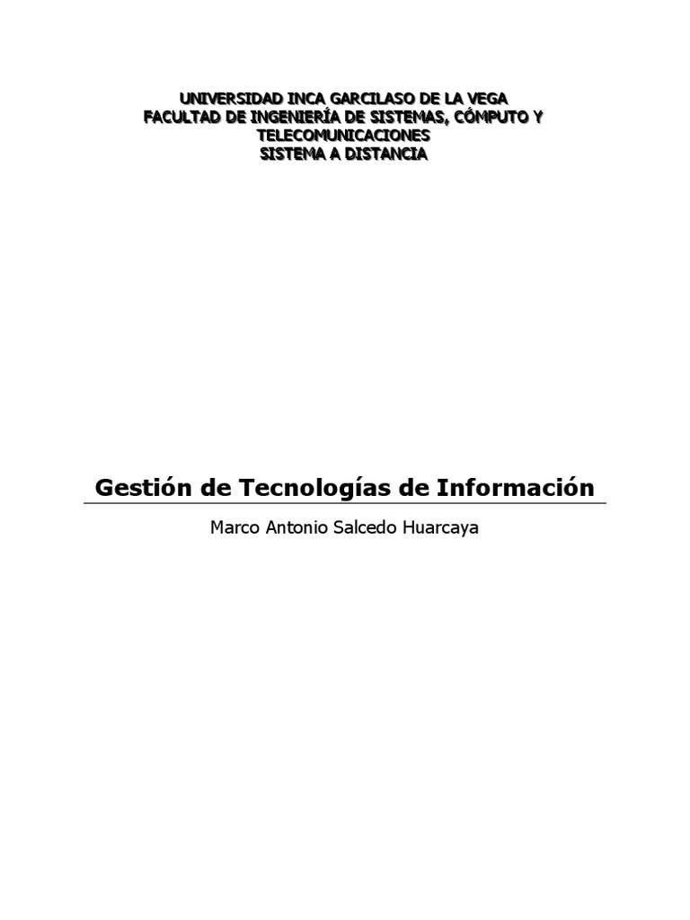 Libro de Gestion de Tecnologia de Informacion | PDF | Educación a ...