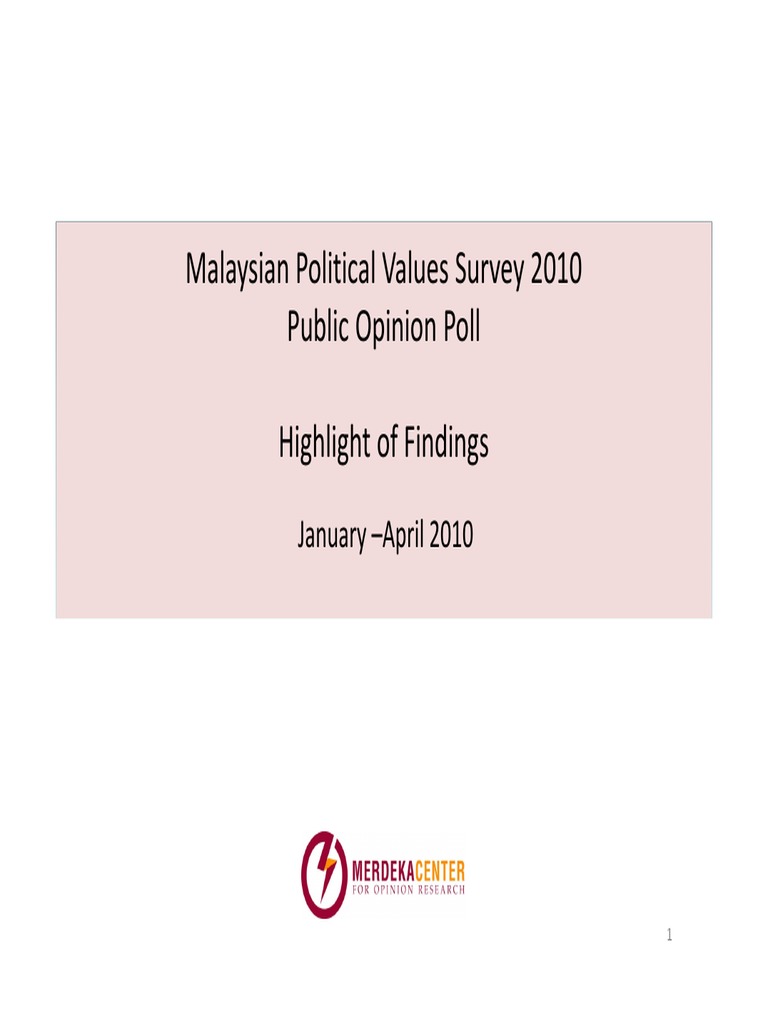 Political Values Survey 2010 Release | PDF | Malaysia | Opinion Poll