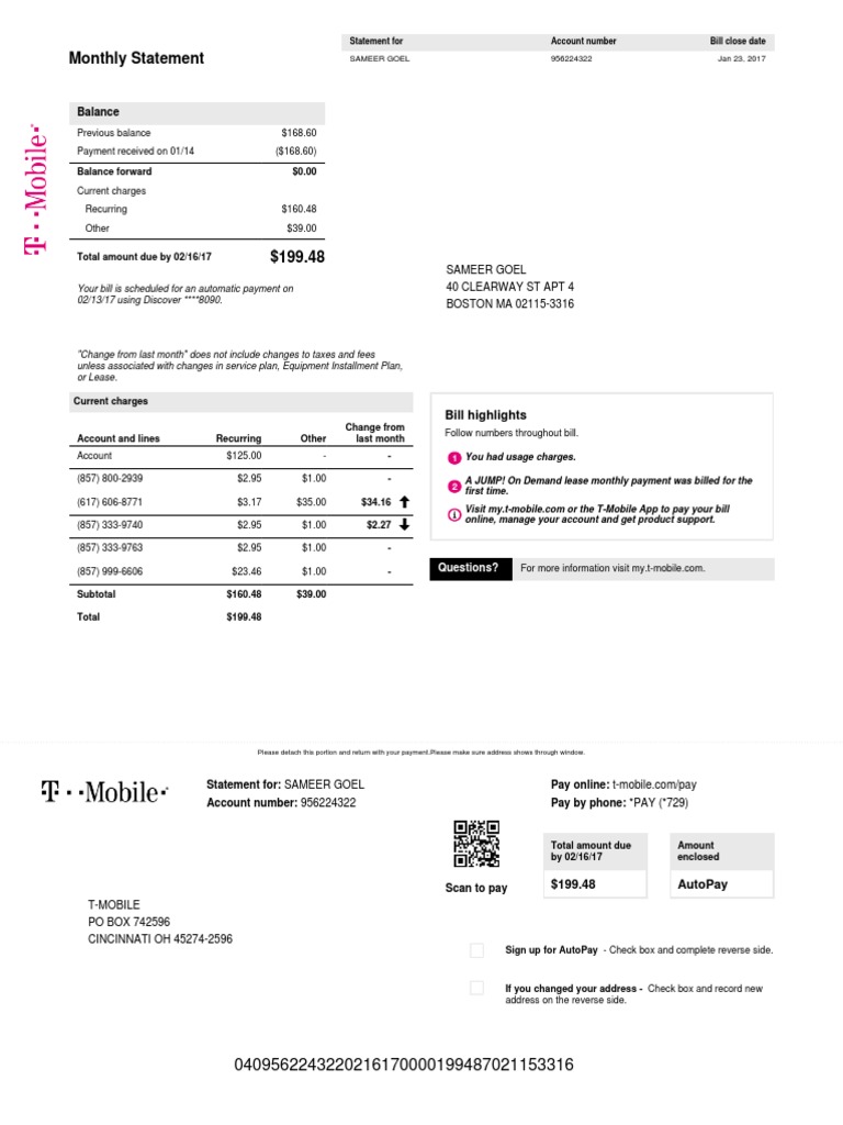 Boost Mobile Monthly Billing Statement | PDF | T Mobile Us | Fee
