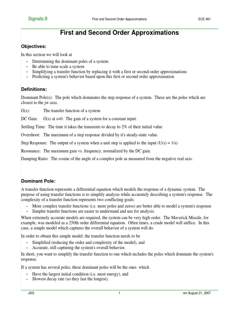 09 1st and 2nd Order Approximations | PDF | Resonance | Teaching ...