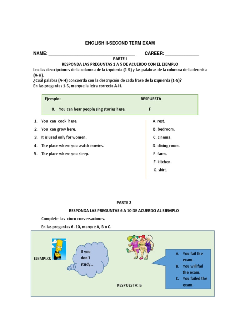 English II Second Term Test | PDF