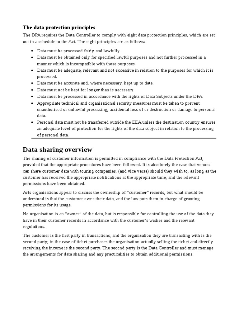 The Data Protection Principles | PDF