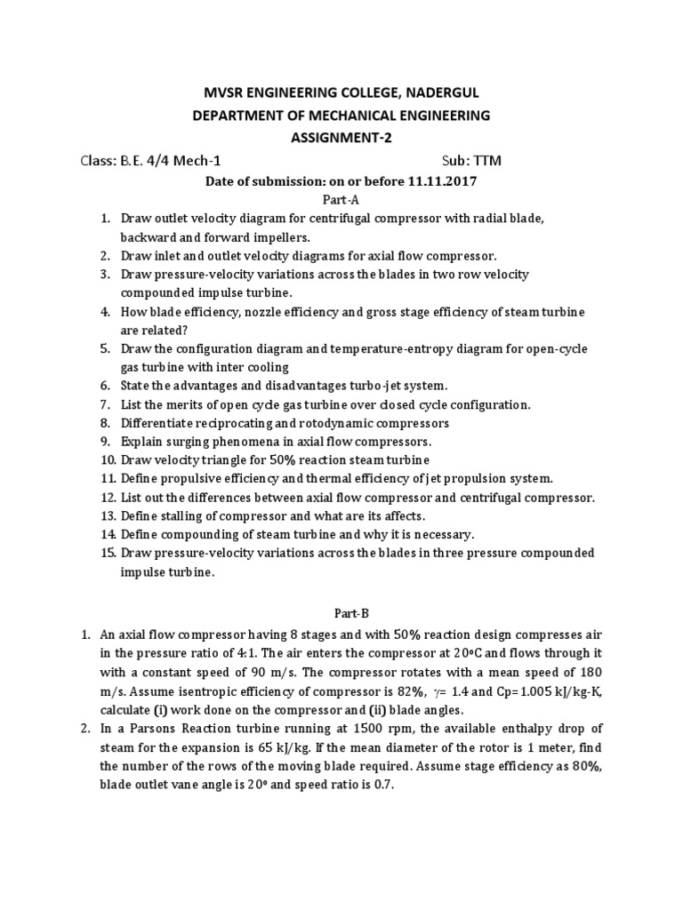 Class: B.E. 4/4 Mech-1 Sub: TTM: MVSR Engineering College, Nadergul ...