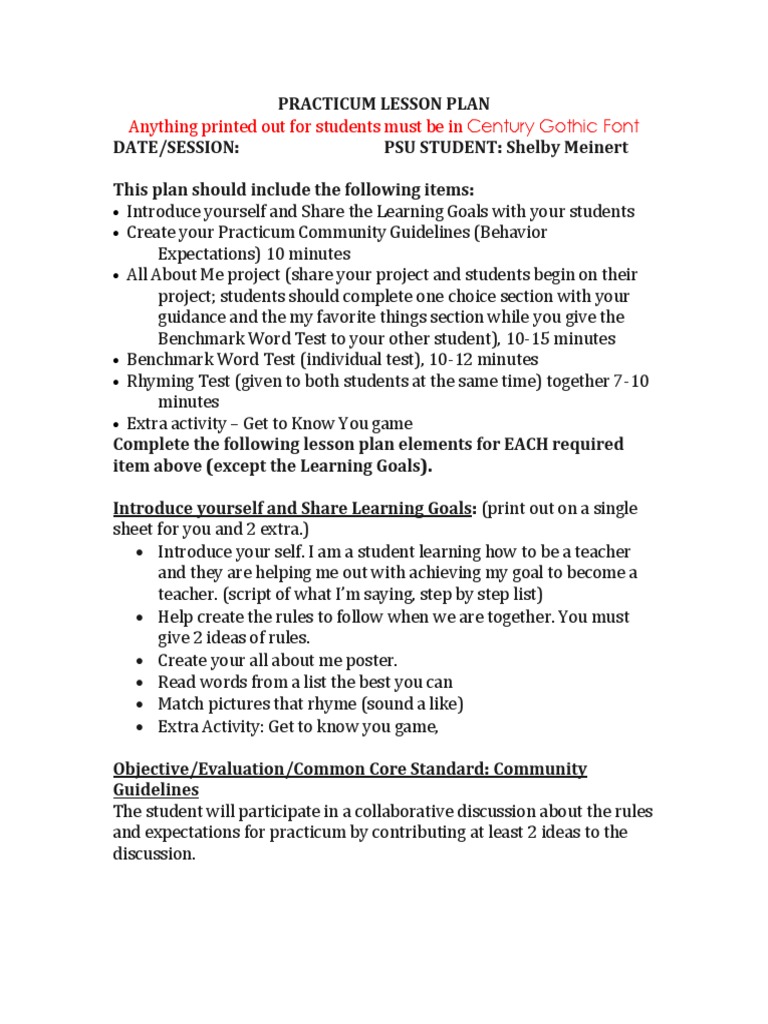 Practicum Lesson Plan Guide | PDF | Educational Assessment | Teaching
