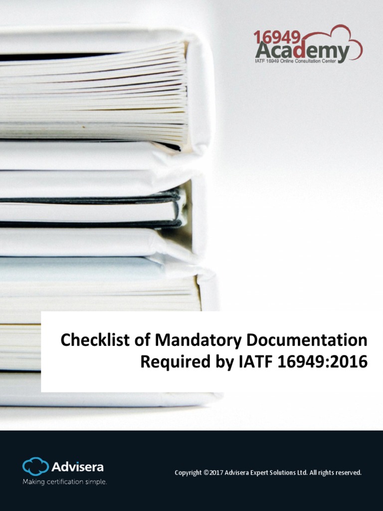 ISO Checklist of Mandatory Documentation Required by IATF 16949 en YES OK | PDF | Business ...