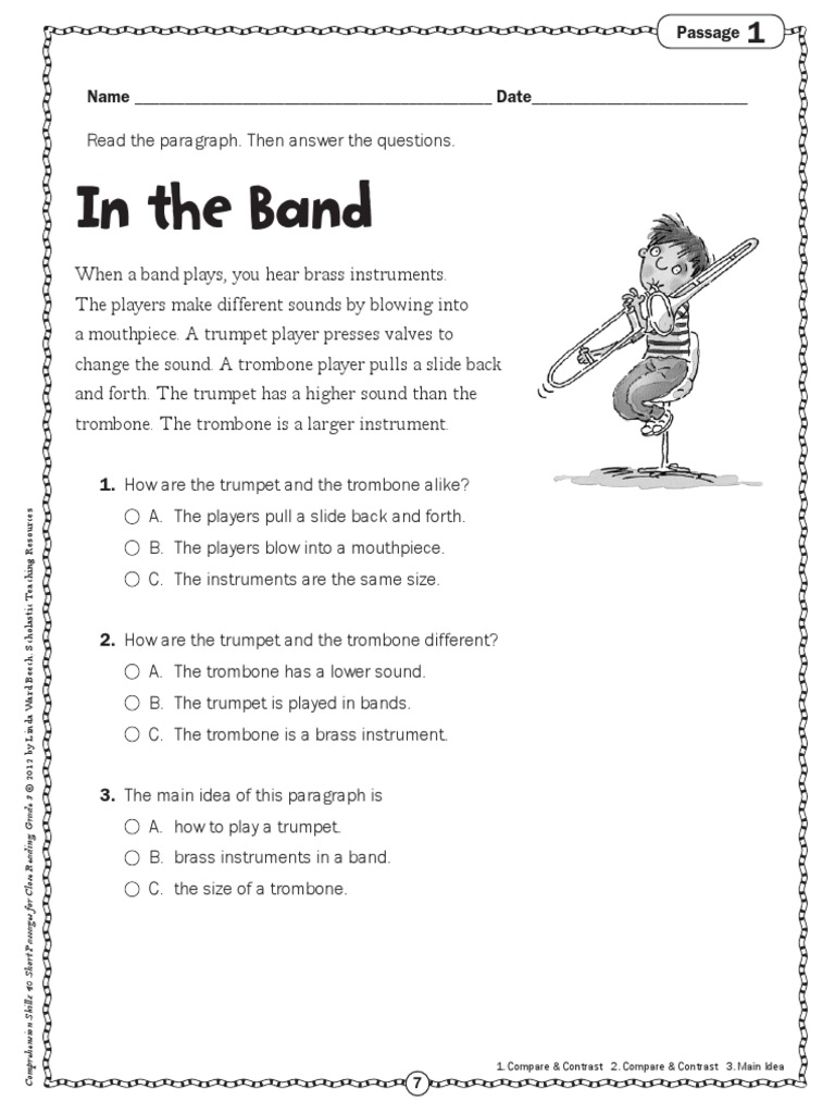 Closed Reading 01 - in The Band | PDF | Trombone | Reading Comprehension