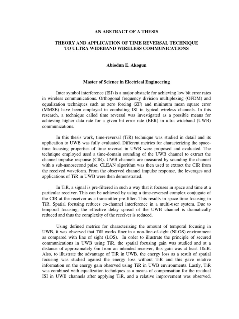 Theory and Application of Time Reversal Technique | PDF | Ultra Wideband | Modulation