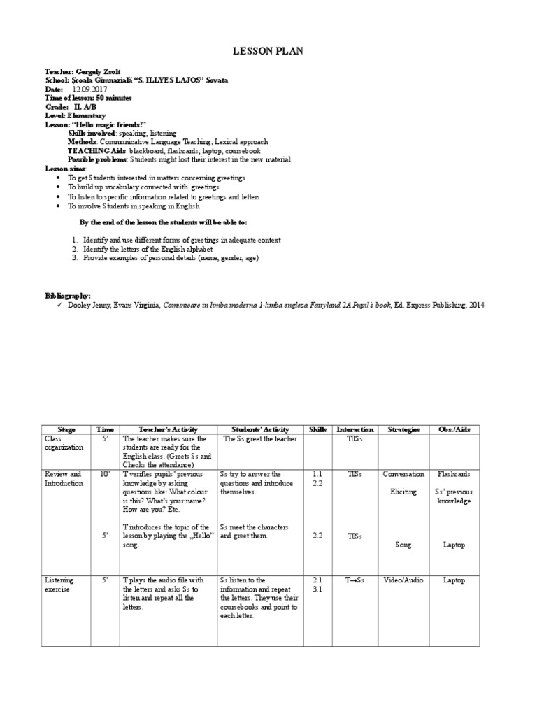 Lesson Plan Class 2 | PDF | Lesson Plan | Teachers