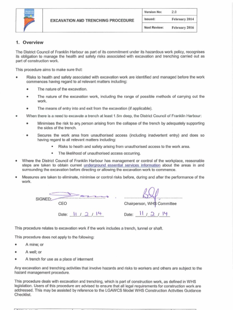 Excavation & Trenching Procedure PDF | PDF