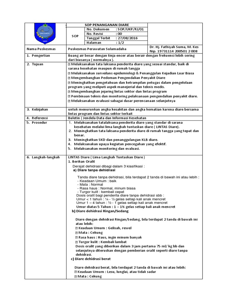 Sop Diare, Sop DBD | PDF