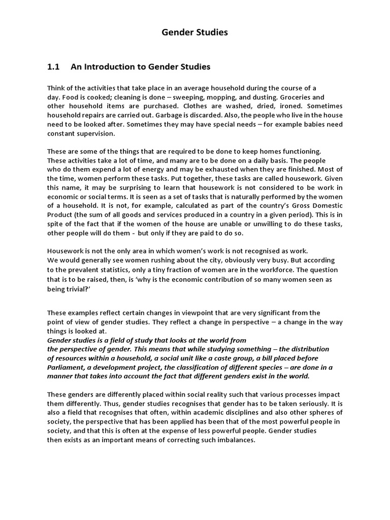 Gender Studies | PDF | Gender Role | Femininity