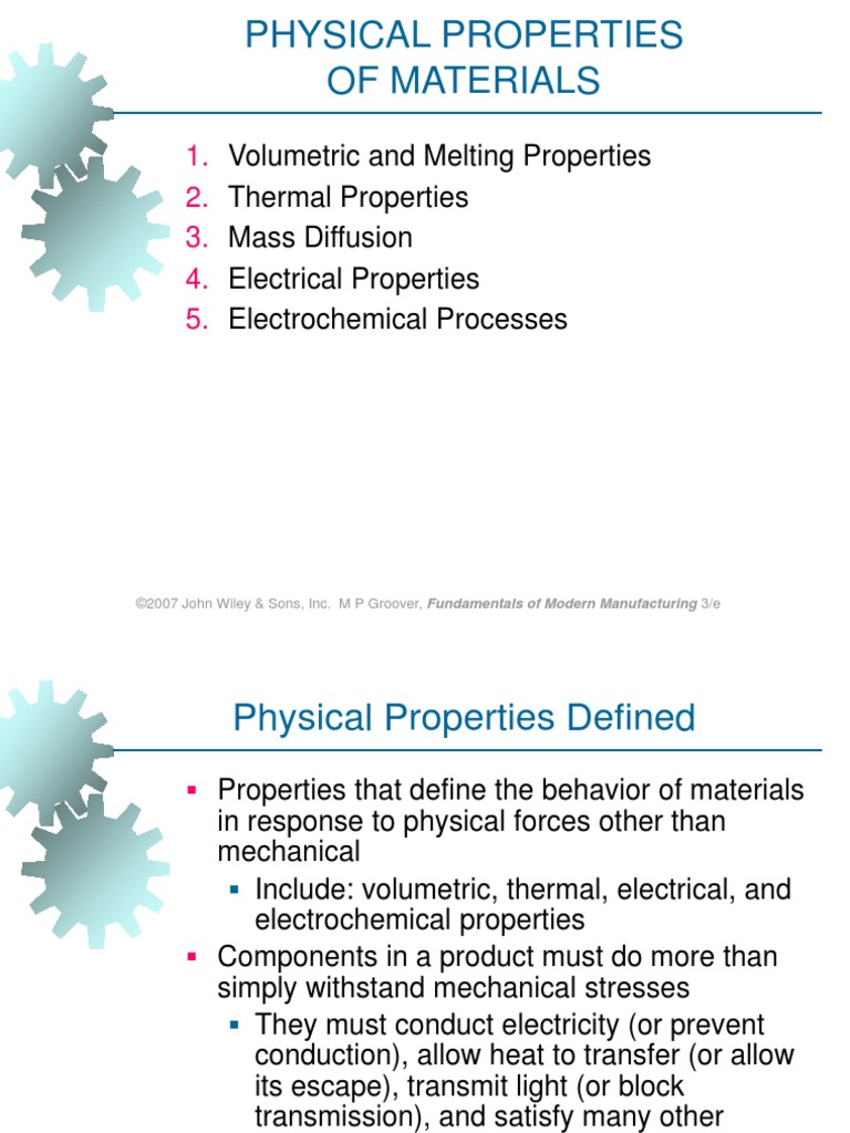Physical Properties of Materials | PDF | Ion | Electrical Resistivity ...