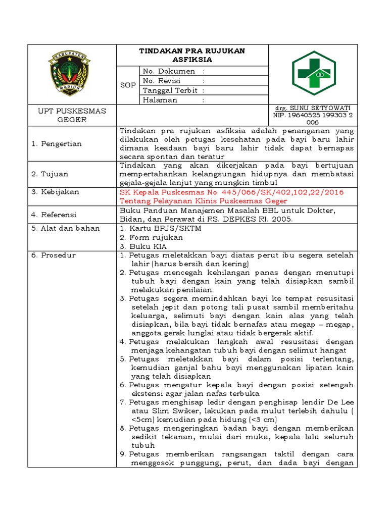 Sop Pra Rujukan Asfiksia | PDF