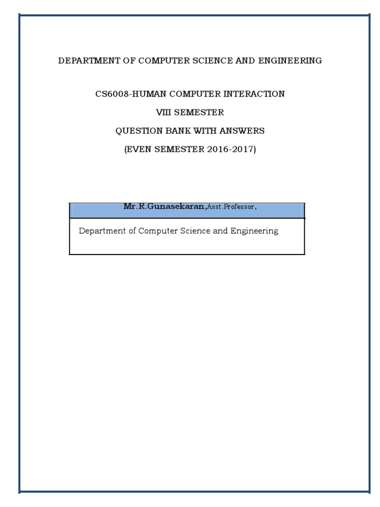 CS6008 Human Computer Interaction | PDF | Usability | Visual Perception