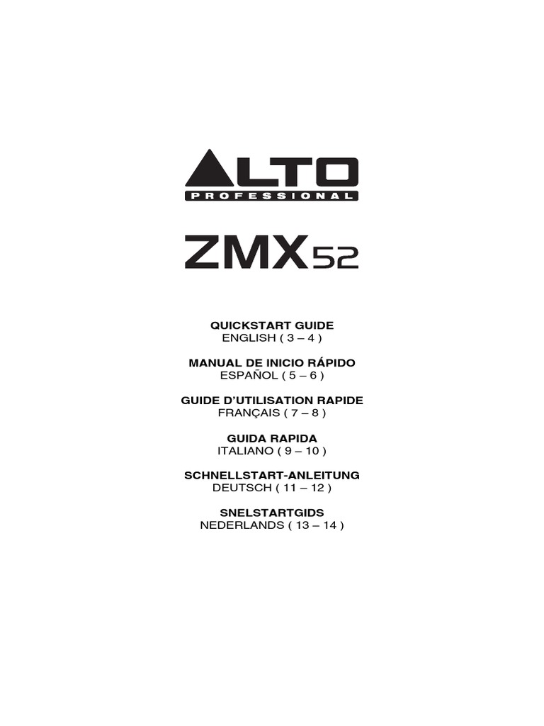 ZMX52 - Quickstart Guide - V1.4 | PDF | Decibel | Equalization (Audio)