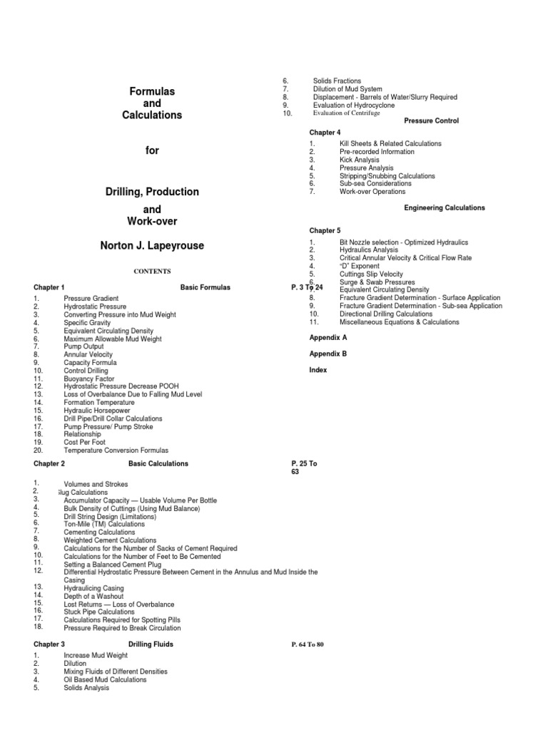 Formulas and calculations for drilling, production and workover | PDF | Casing (Borehole) | Pressure