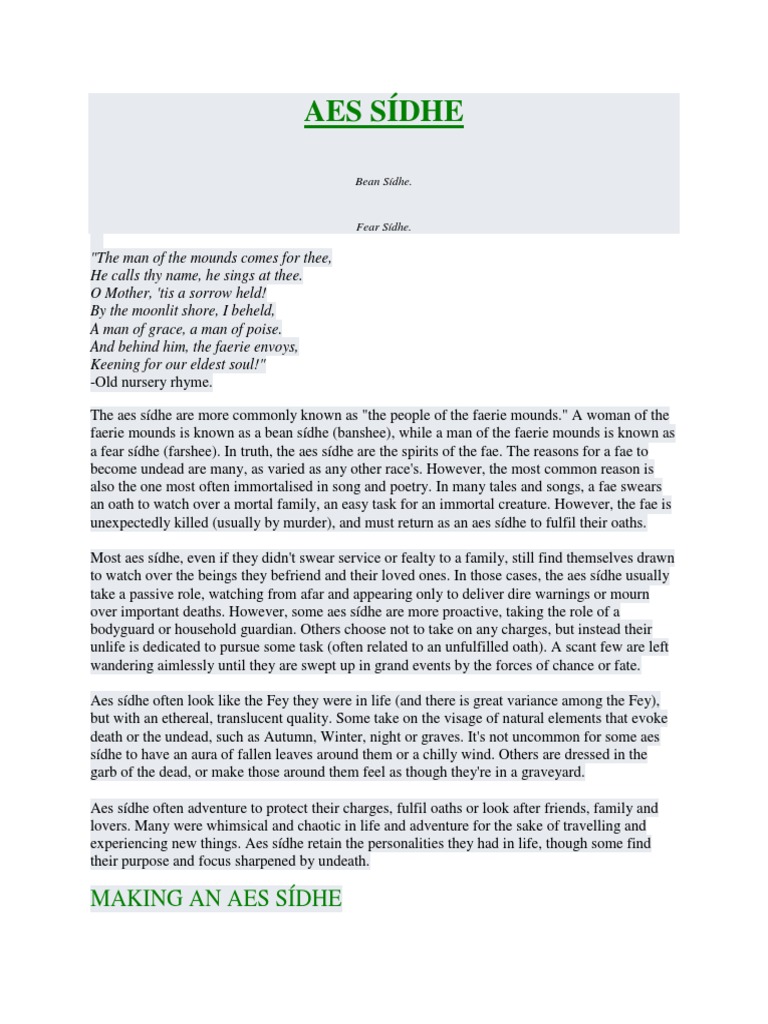 Making An Aes Sídhe | PDF