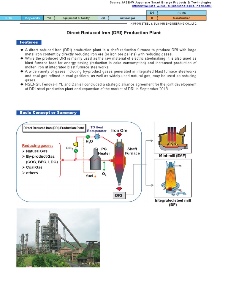 Direct Reduced Iron (DRI) Production Plant: Features | PDF | Blast ...