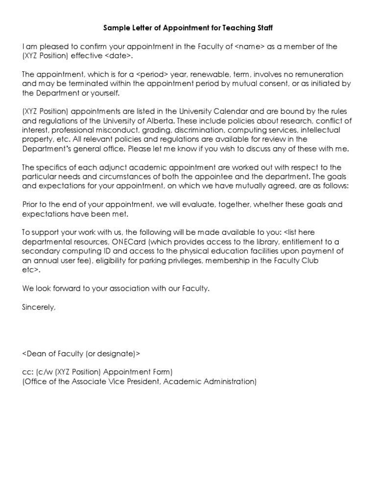 Appointment Letter Format 4 | Government | Politics | Free 30-day Trial ...