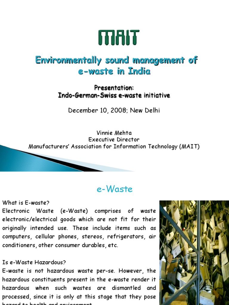 Environmentally Sound Management of E-Waste in India | PDF | Electronic ...