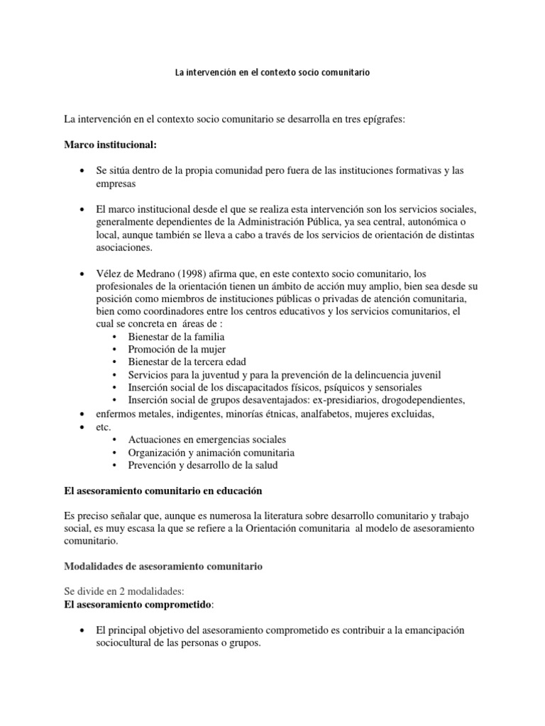 Intervención en Contexto Socio Comunitario | PDF | Comunidad | Toma de ...