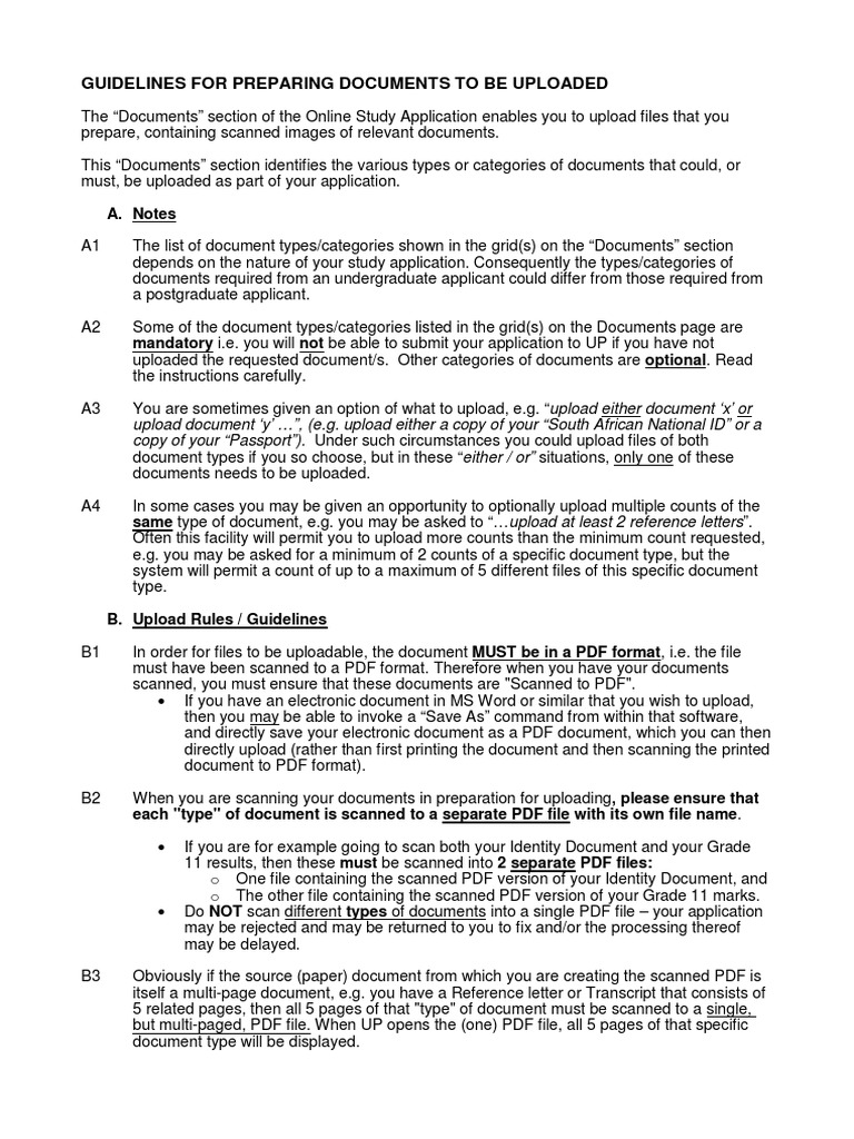 Guidelines For Preparing Documents To Be Uploaded | PDF | Portable ...