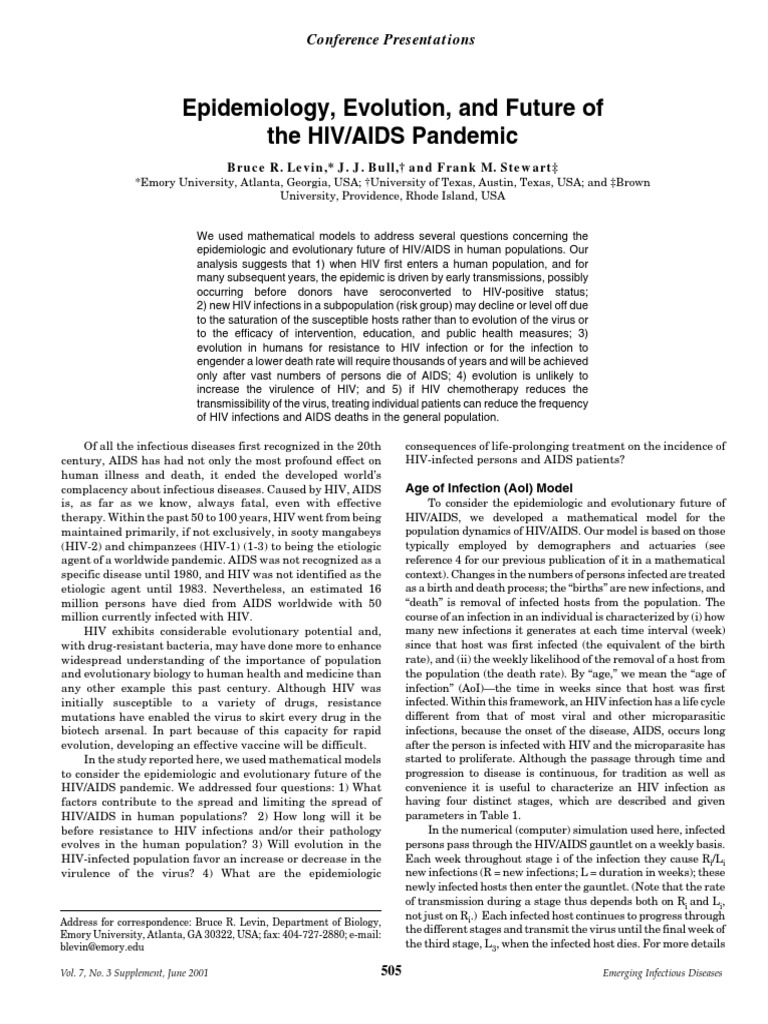 Epidemiology, Evolution, and Future of The HIV/AIDS Pandemic | PDF | Hiv/Aids | Transmission ...