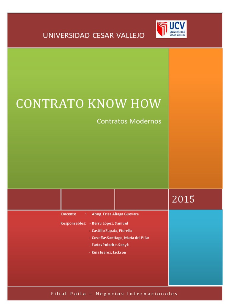 Contrato de Know How | PDF | Pago de regalías | Patentar