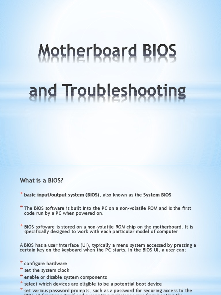 Bios Motherboard Troubleshooting | PDF | Bios | Booting