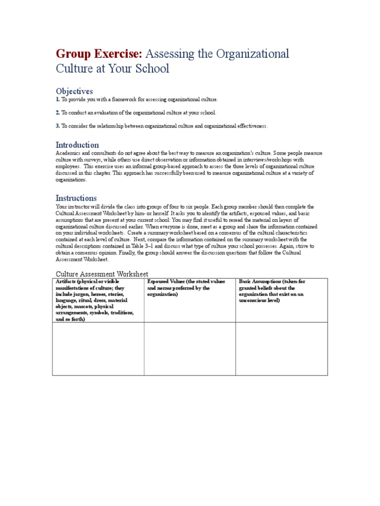 3 Group Exercise Assessing The Organizational | PDF | Organizational ...