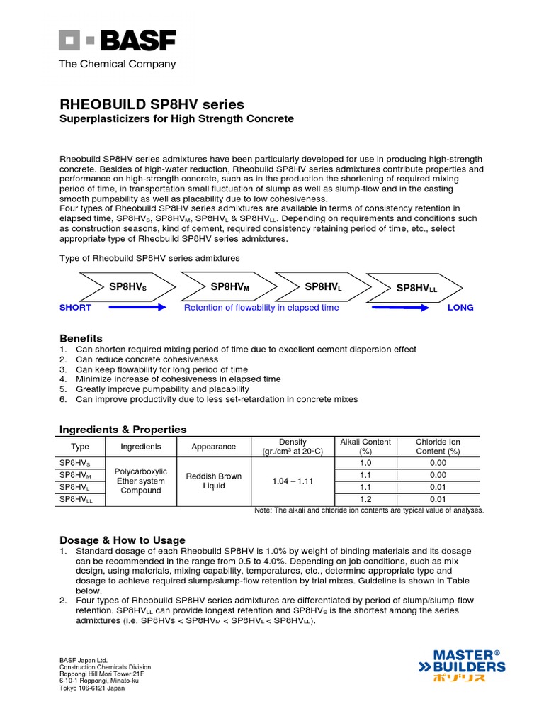 TDS Rheobuild SP8HV Series - EN - 2012 | PDF | Concrete | Building ...