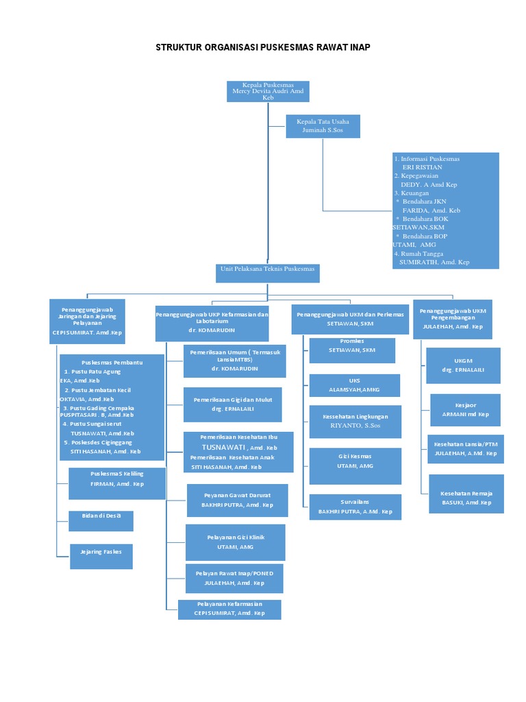 Struktur Organisasi Puskesmas Rawat Inap | PDF